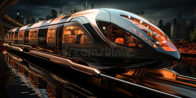 Futuristic Bullet Train, Fast Transportation Concept. Generative AI ...