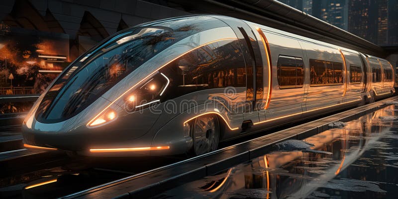 Futuristic Bullet Train, Fast Transportation Concept. Generative AI ...