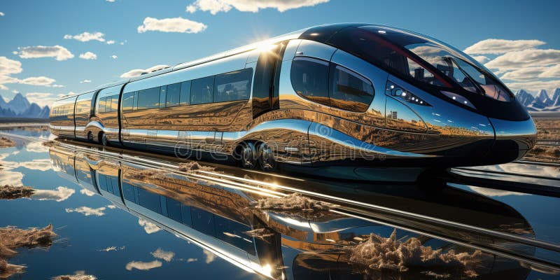 Futuristic Bullet Train, Fast Transportation Concept. Generative AI ...