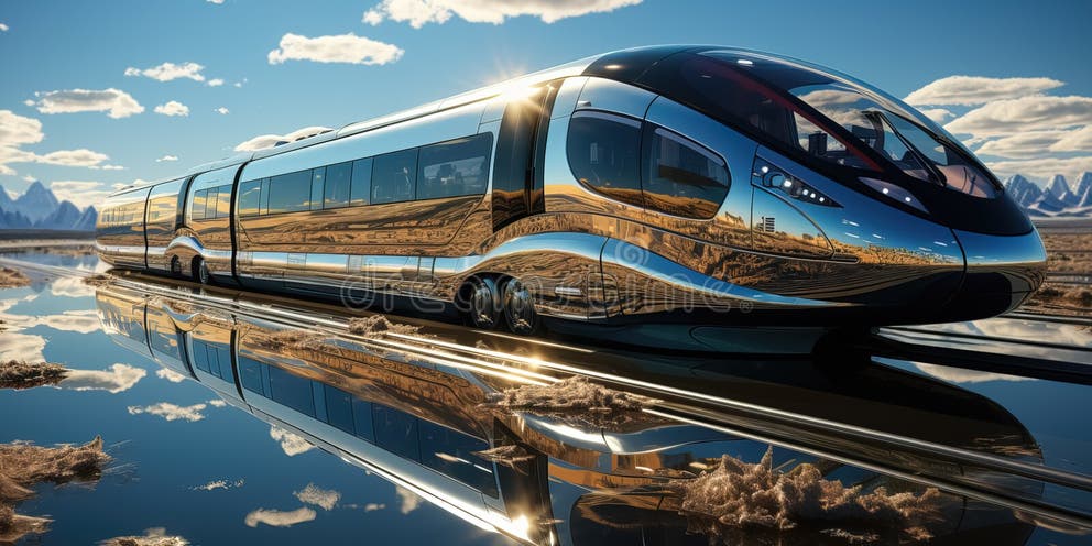 Futuristic Bullet Train, Fast Transportation Concept. Generative AI ...