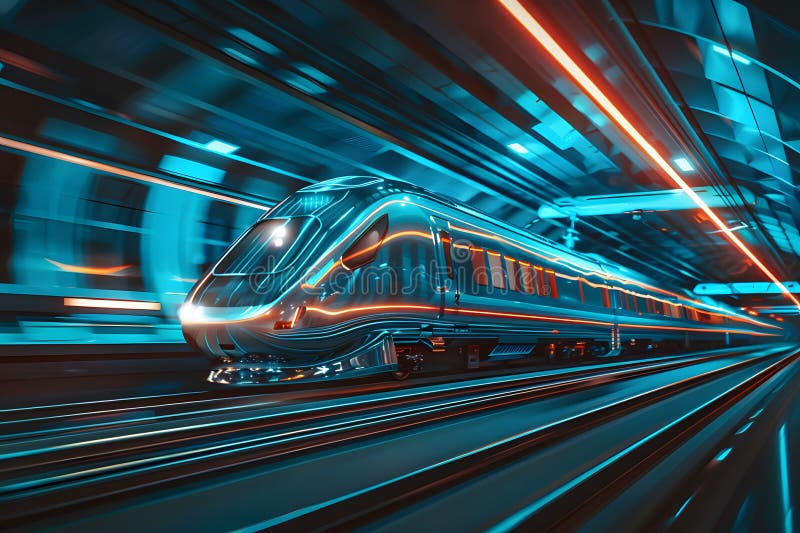 Futuristic Bullet Train or Hyperloop Ultrasonic Train with Full Self ...