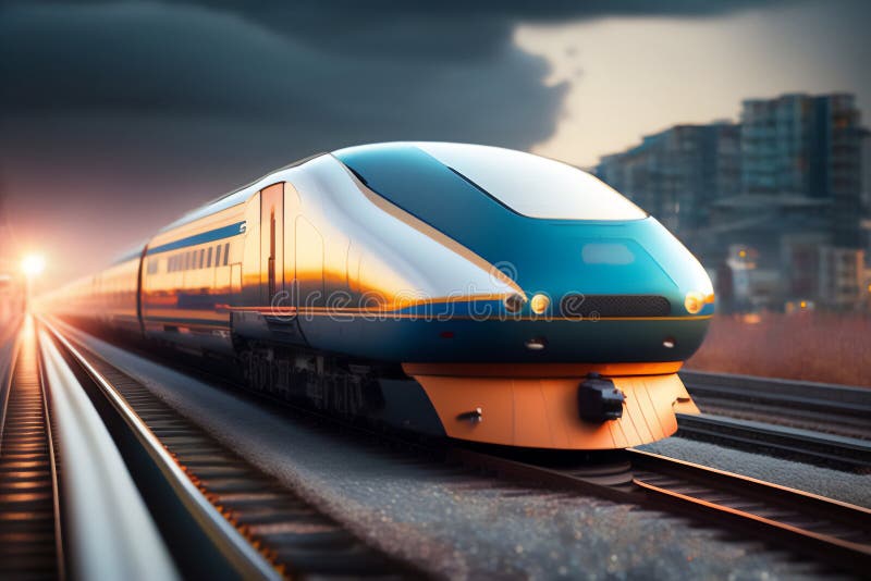 Futuristic Bullet Train, Fast Transportation Concept. Generative AI ...