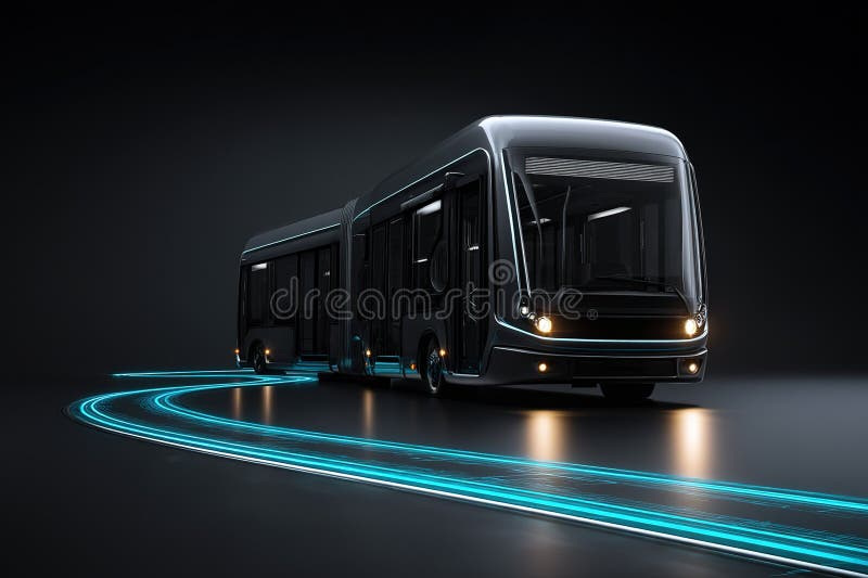 Futuristic Bus Model with Luminous Design and Dynamic Lighting in a ...