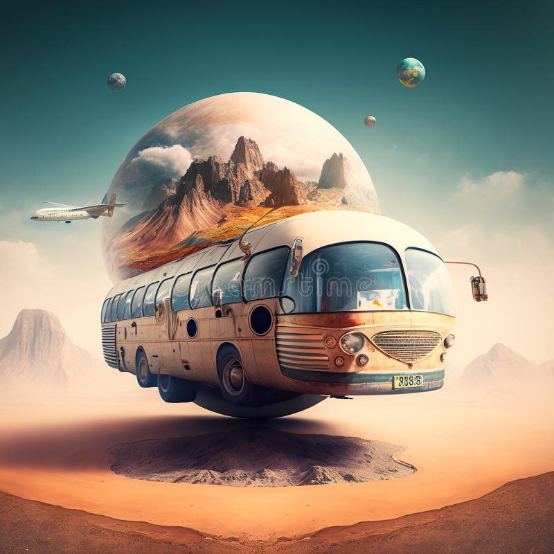 Futuristic Bus, Surrealistic Travel Concept. Created with Generative AI ...