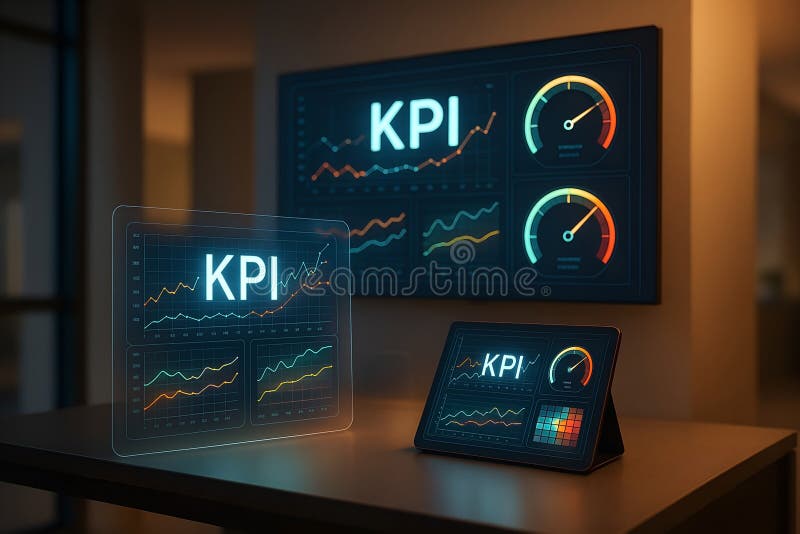 Futuristic Business Dashboard Showcasing Key Performance Indicators on ...