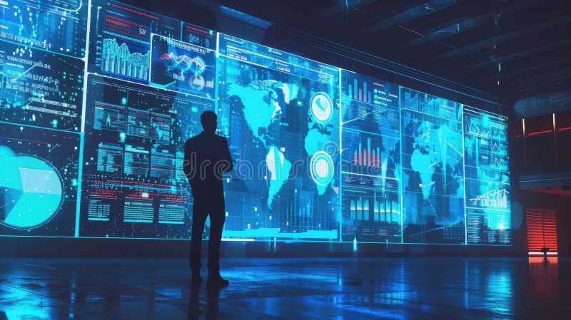 Futuristic Business Graphics on the Big Screens, Artificial ...