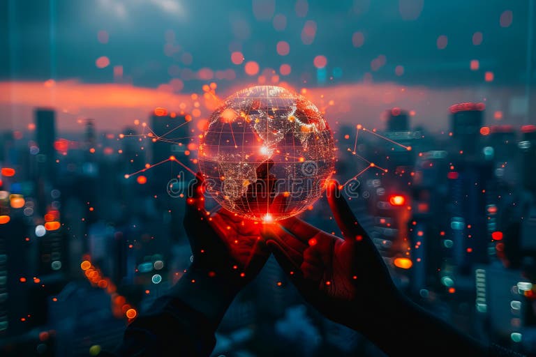 Futuristic Business Information Abstract, Digitalization Global ...