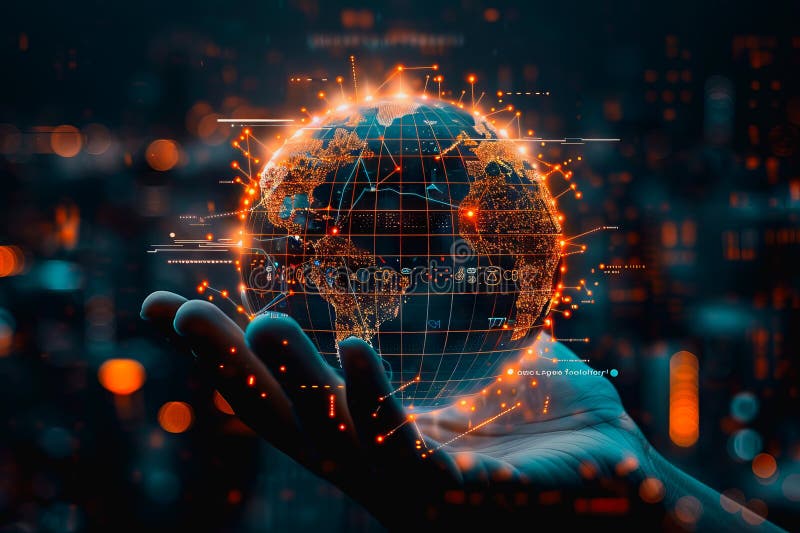 Futuristic Business Information Abstract, Digitalization Global ...