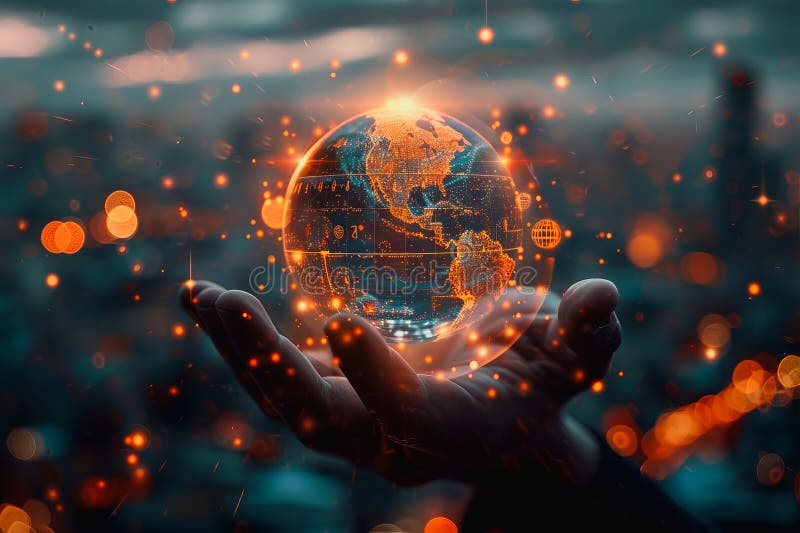 Futuristic Business Information Abstract, Digitalization Global ...