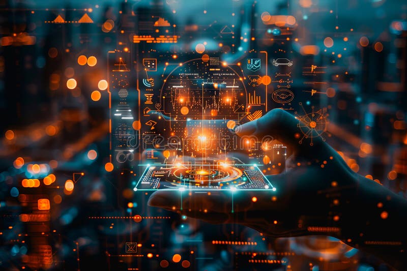 Futuristic Business Information Abstract, Digitalization Global ...