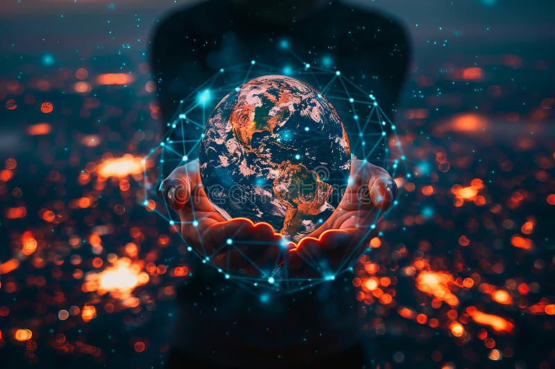 Futuristic Business Information Abstract, Digitalization Global ...