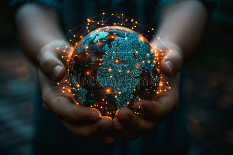 Futuristic Business Information Abstract, Digitalization Global ...