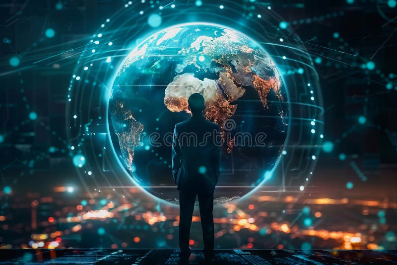 Futuristic Business Information Abstract, Digitalization Global ...