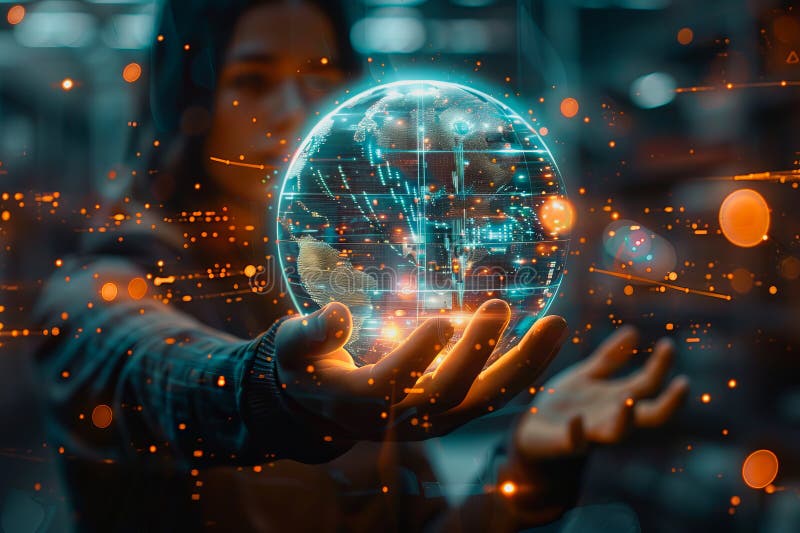 Futuristic Business Information Abstract, Digitalization Global ...