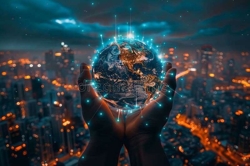 Futuristic Business Information Abstract, Digitalization Global ...