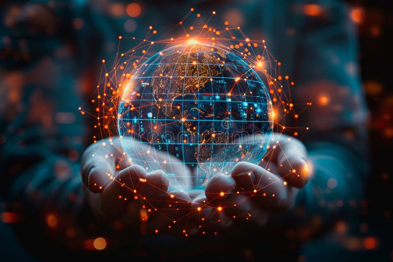 Futuristic Business Information Abstract, Digitalization Global ...