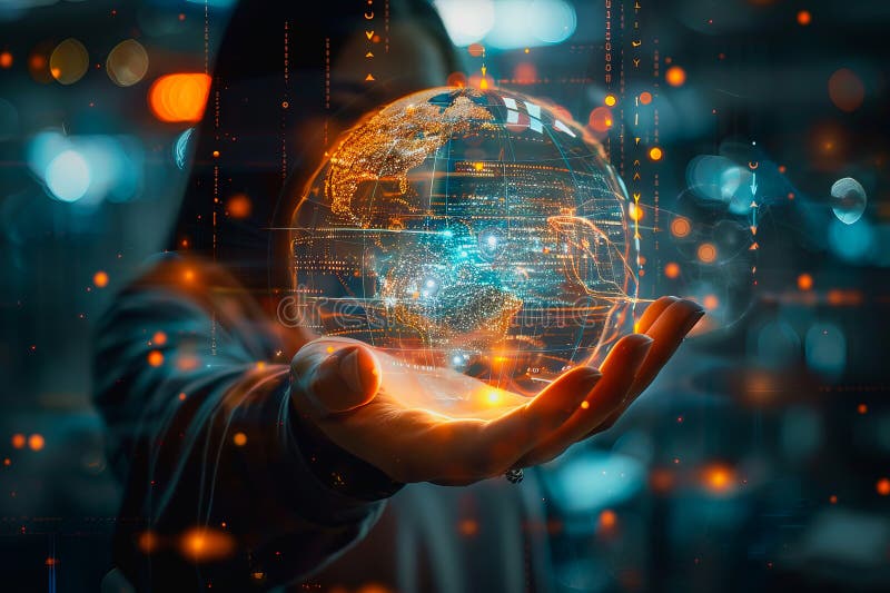 Futuristic Business Information Abstract, Digitalization Global ...