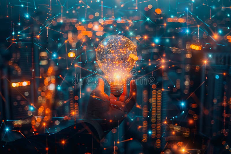 Futuristic Business Information Abstract, Digitalization Global ...