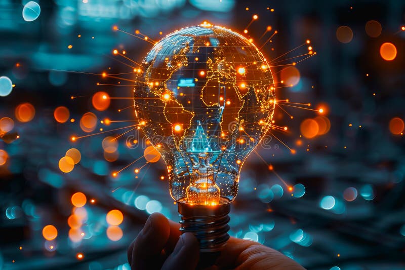 Futuristic Business Information Abstract, Digitalization Global ...