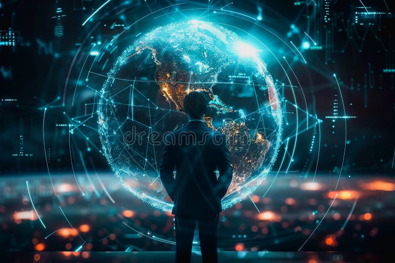 Futuristic Business Information Abstract, Digitalization Global ...