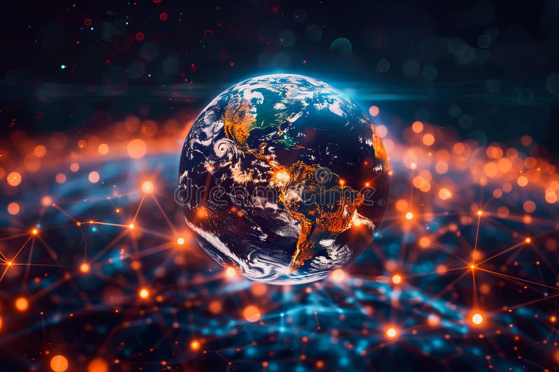 Futuristic Business Information Abstract, Digitalization Global ...