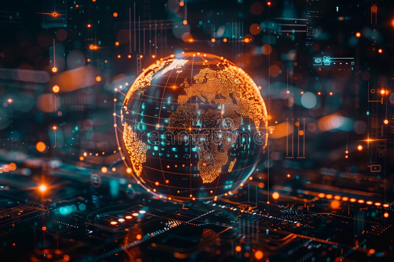 Futuristic Business Information Abstract, Digitalization Global ...