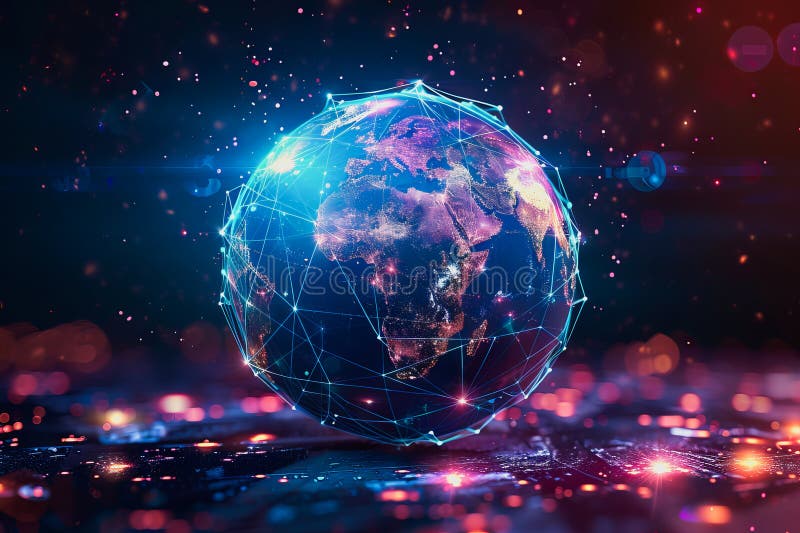 Futuristic Business Information Abstract, Digitalization Global ...