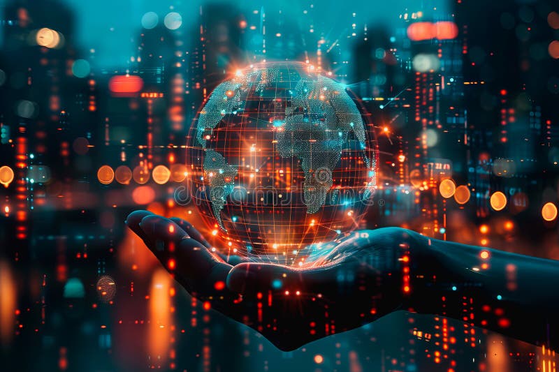 Futuristic Business Information Abstract, Digitalization Global ...