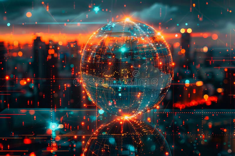 Futuristic Business Information Abstract, Digitalization Global ...