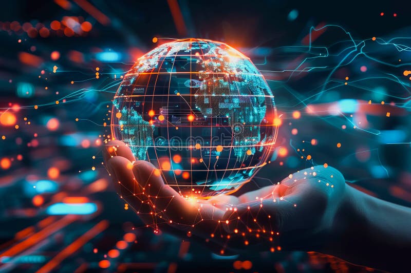 Futuristic Business Information Abstract, Digitalization Global ...