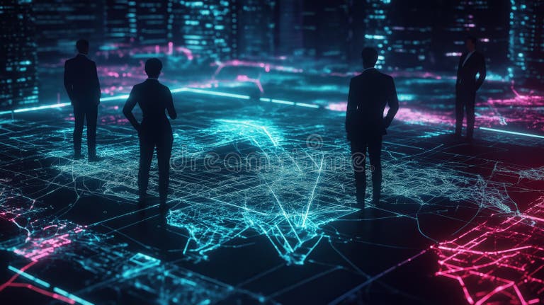 Futuristic Business Infrastructure with Stylized Data Visualization ...