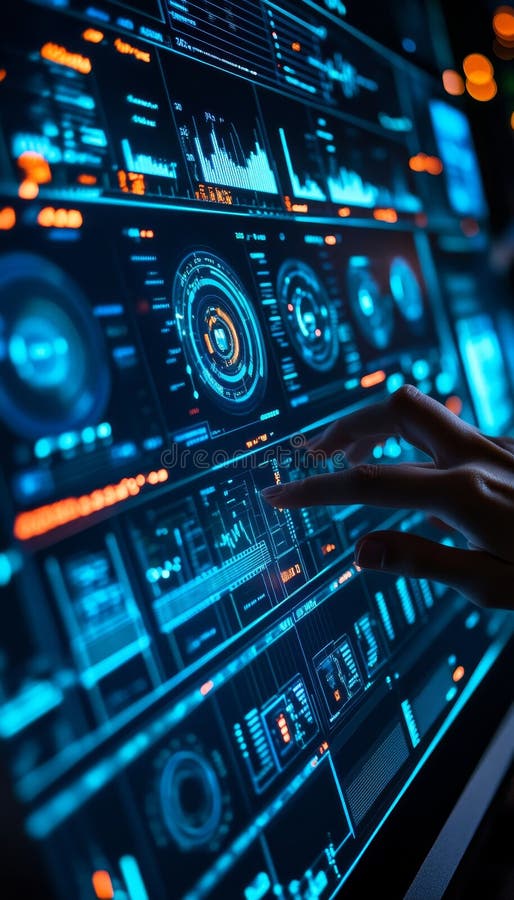 Futuristic Business Intelligence Team Analyzing Financial Data on ...