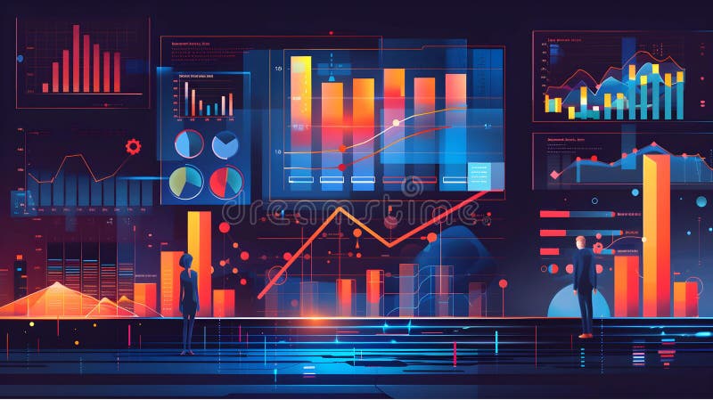 Futuristic Business Interface with Graphs and Diagrams. Stock ...