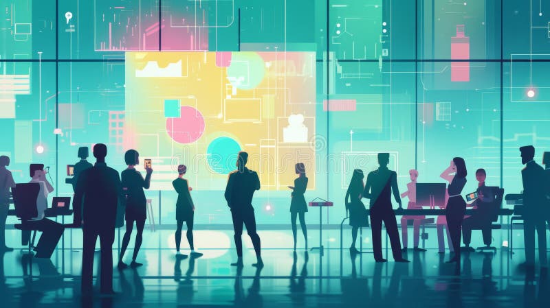 Futuristic Business Meeting with Data Visualization Stock Photo - Image ...