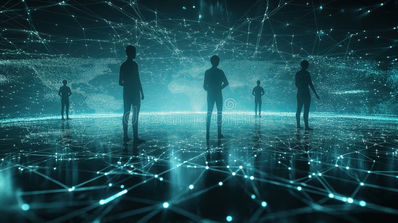 Futuristic Business Network Global Connectivity Featuring Human ...