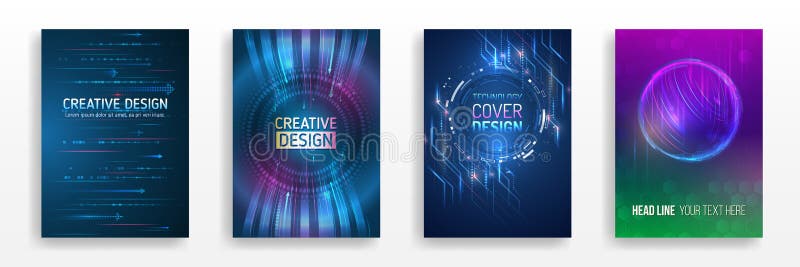 Futuristic Business Posters. Technology Covers Corporate Documents ...