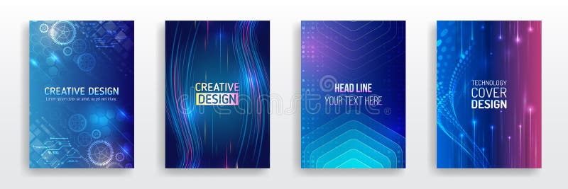 Futuristic Business Posters. Technology Covers Corporate Documents ...