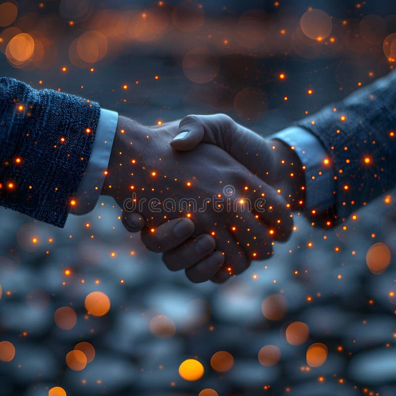 Futuristic Business Partnership - Handshake Agreement on Canvas Stock ... Futuristic Business Partnership - Handshake Agreement on Canvas Stock ...