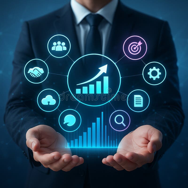 Futuristic Business Strategy and Digital Growth Visualization Stock ...