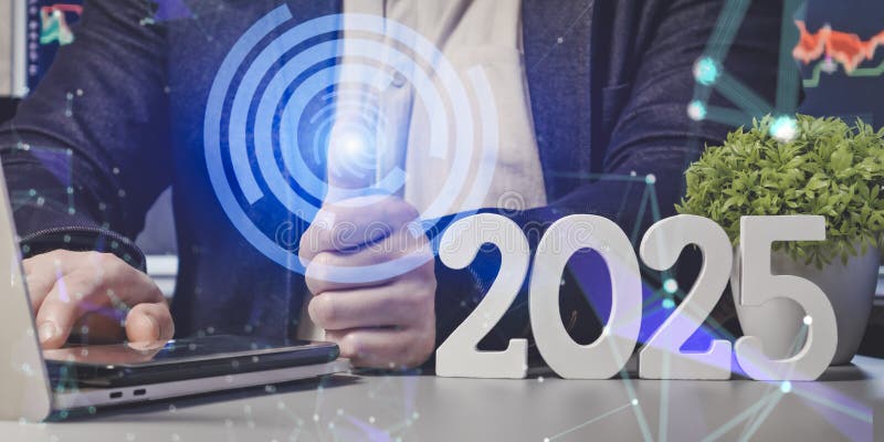 Business Professional Interacting with a Holographic Interface ...