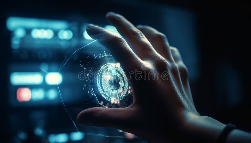 Futuristic Businessman Holding Glowing Touch Screen, Connecting To ...