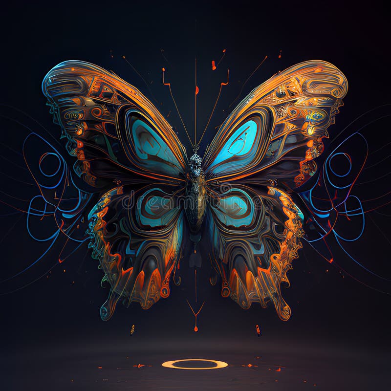 Futuristic Butterfly with Glowing Lines. 3d Rendering, 3d Illustration ...