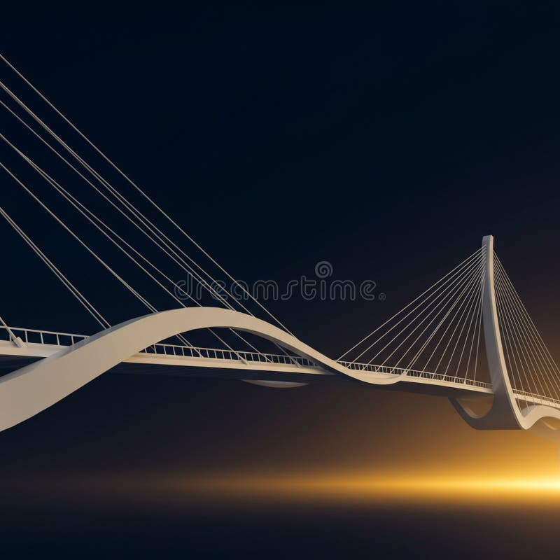 Futuristic Cable-stayed Bridge with a Sweeping, Curved Design. Elegant ...