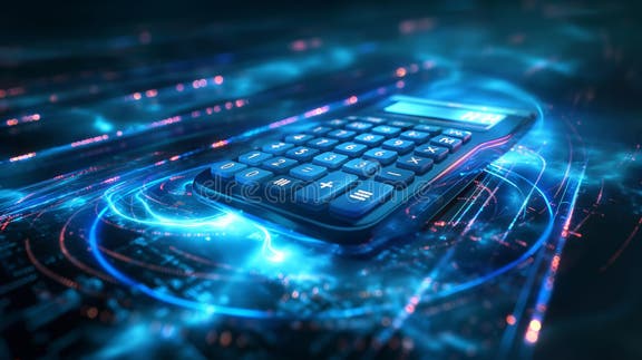 Futuristic Calculator on Digital Background Stock Photo - Image of ...