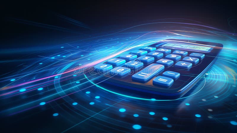 Futuristic Calculator with Digital Effects Stock Image - Image of ...