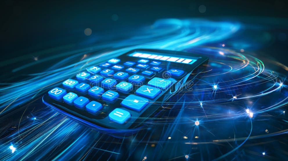 Futuristic Calculator with Digital Streams Stock Photo - Image of ...