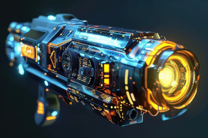 A Futuristic Camera with a Glowing Lens on a Reflective Surface, Ideal ...