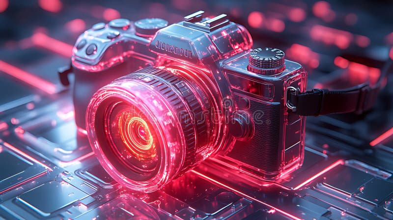 Futuristic Camera Glows, Circuit Background, Tech Photography Stock ...