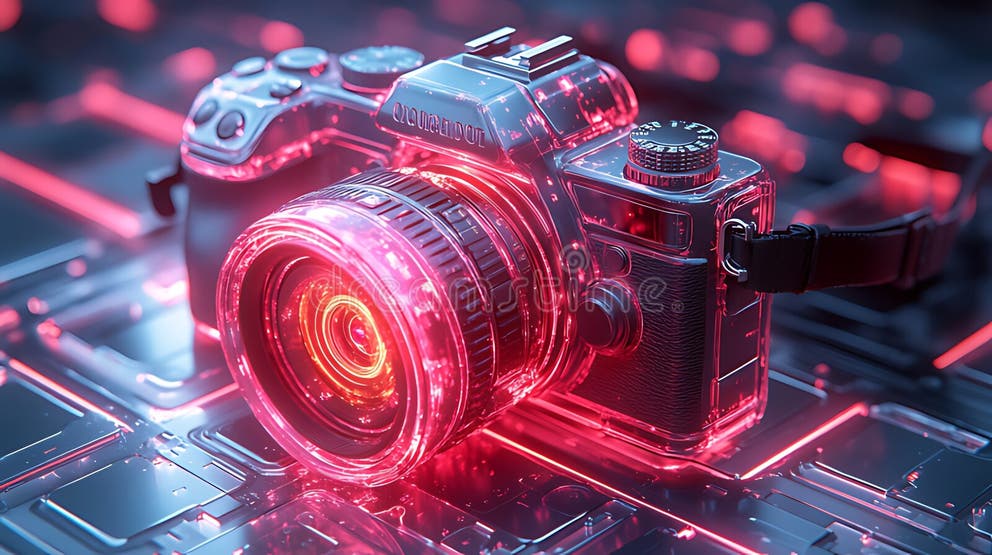 Futuristic Camera Glows, Circuit Background, Tech Photography Stock ...