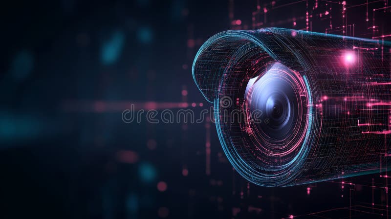 A Futuristic Camera Lens Design with Glowing Elements, Representing ...